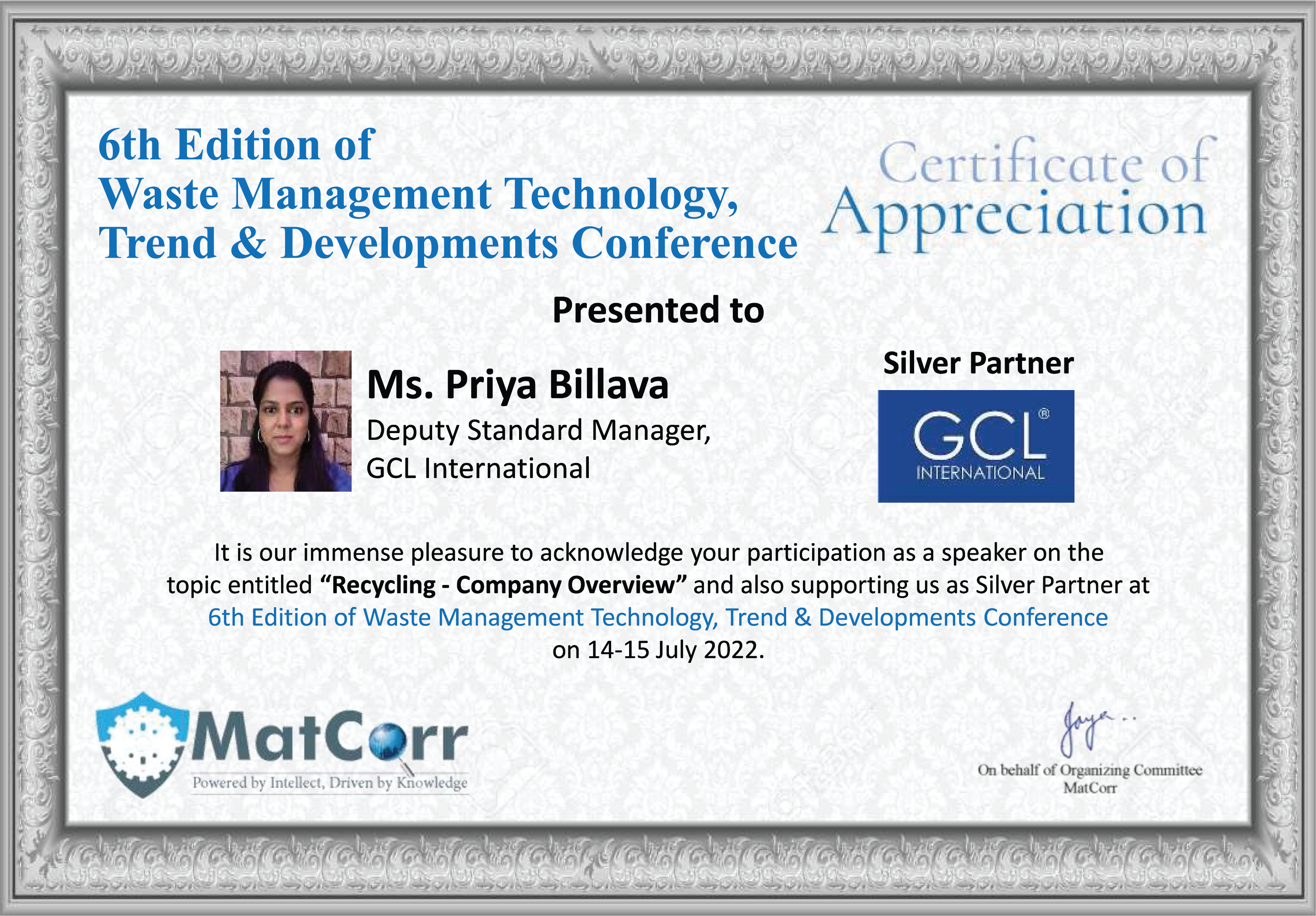 GCL in 6th Edition of Waste Management Technology Conference ...
